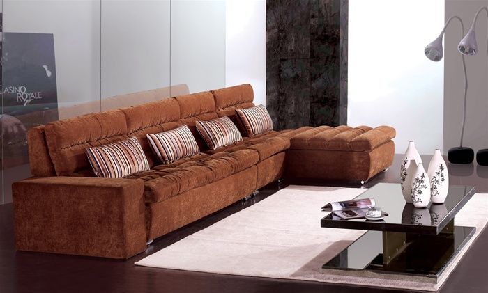 Sophisticated Tufted Curved Sectional Sofa in Micro Fabric Santa Rosa ...